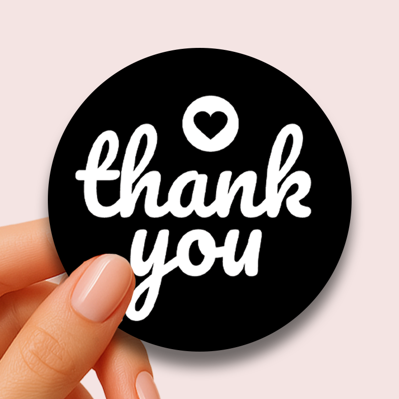Black Thank You (24 stickers) – Sticky Print Pixels