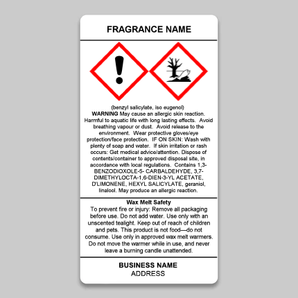 CLP Labels for Wax Melts & Candles | Sticky Print Pixels