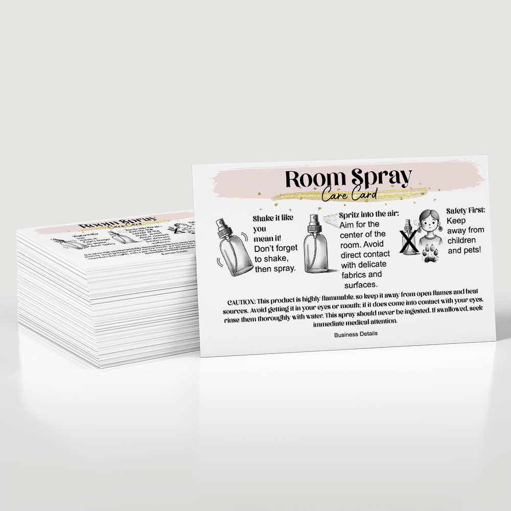 Room Spray Care Cards (50 cards) – Sticky Print Pixels