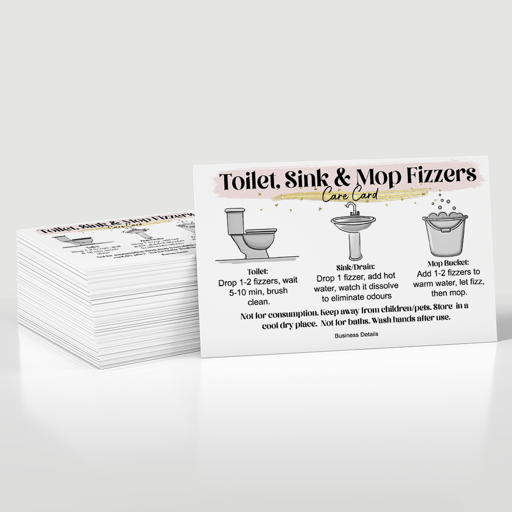 Sink Mop Toilet Fizzer Care Cards (50 cards) – Sticky Print Pixels