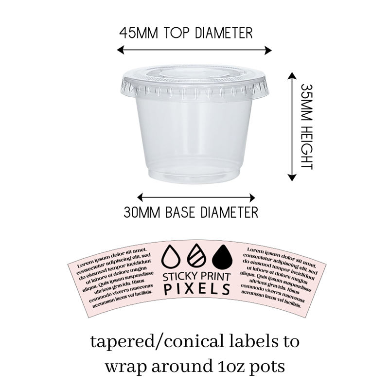 tapered labels for 1oz pots (12 per sheet) – Sticky Print Pixels